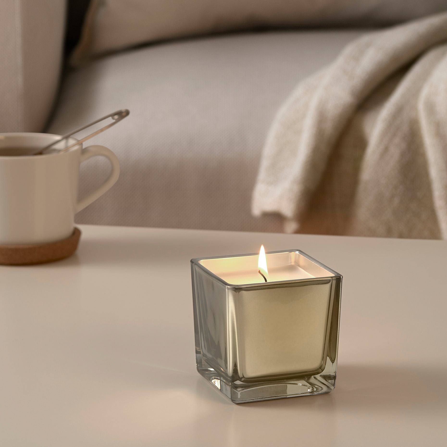 FRAMFARD scented candle in glass/Fresh laundry, 8 cm 70542396